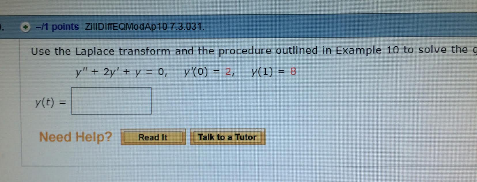 Solved Use the Laplace transform and the procedure outlined | Chegg.com