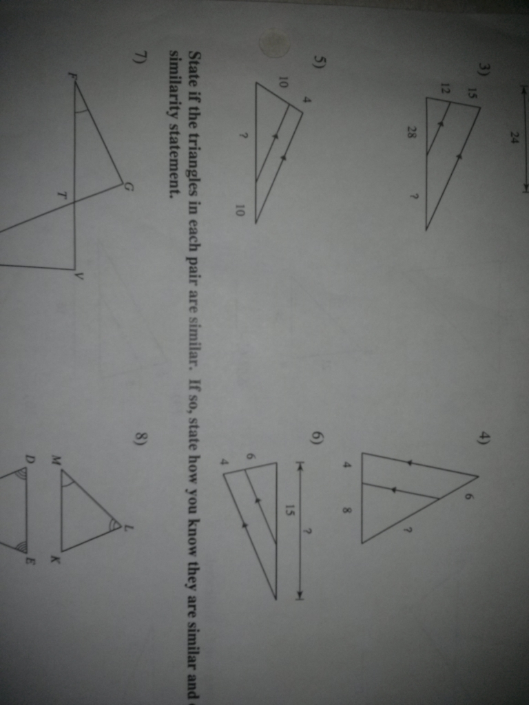 Solved State if the triangles in each pair are similar. If | Chegg.com