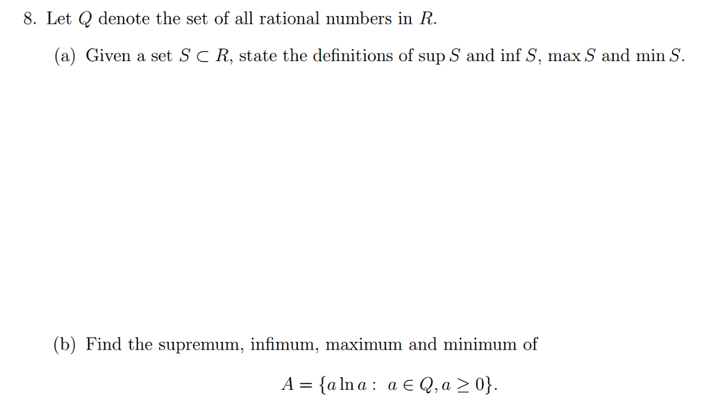 Solved Let Q denote the set of all rational numbers in R. | Chegg.com Solved Let Q denote the set of all rational numbers in R. | Chegg.com