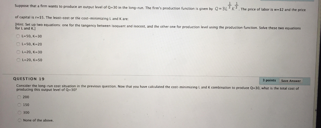 Solved Suppose that a firm wants to produce an output level | Chegg.com