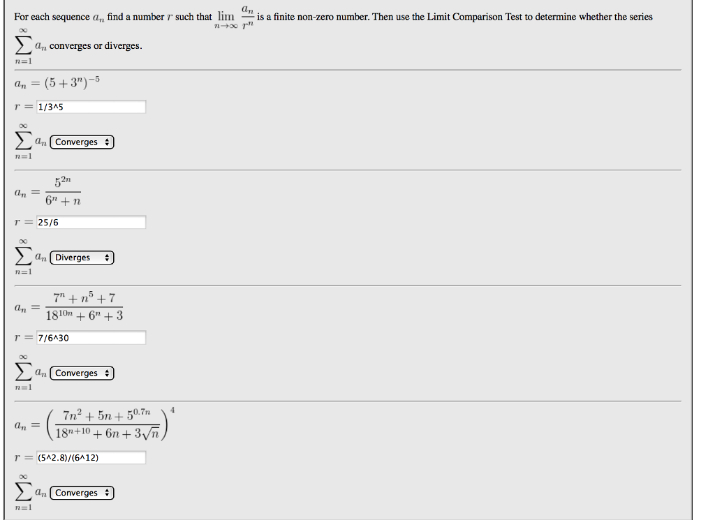 Solved For each sequence a_n find a number r such that lim_n | Chegg.com