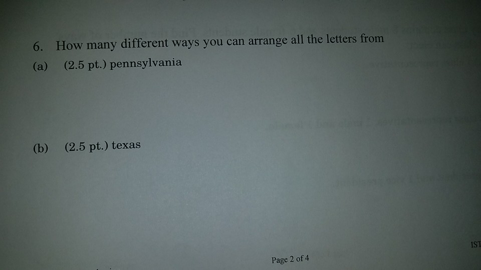 Solved 6. How many different ways you can arrange all the | Chegg.com