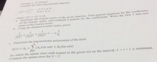 Solved Determine the Fourier series of the given Function. | Chegg.com