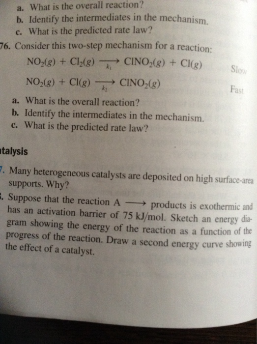 Solved consider this two-step mechanism for a reaction: a. | Chegg.com
