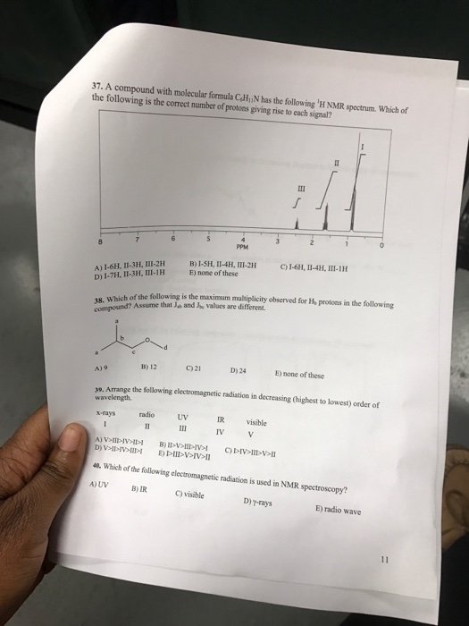 Solved A compound with molecular formula C_6H_11N has the | Chegg.com