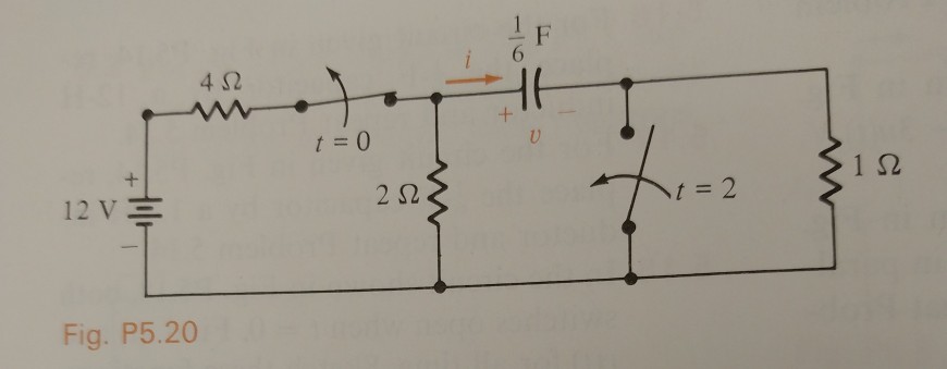Solved 5.20 For the circuit shown in Fig. P5.20, one switch | Chegg.com