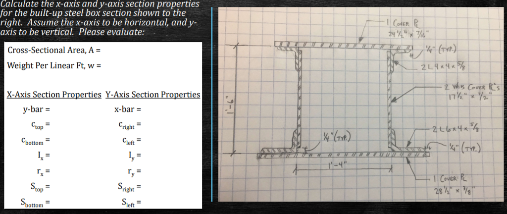 Calculate the x-axis and y-axis section properties | Chegg.com