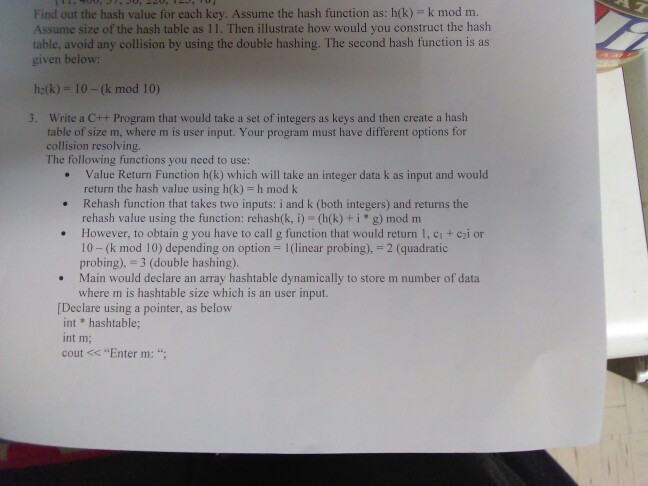 Solved Find out the hash value for each key. Assume the hash | Chegg.com