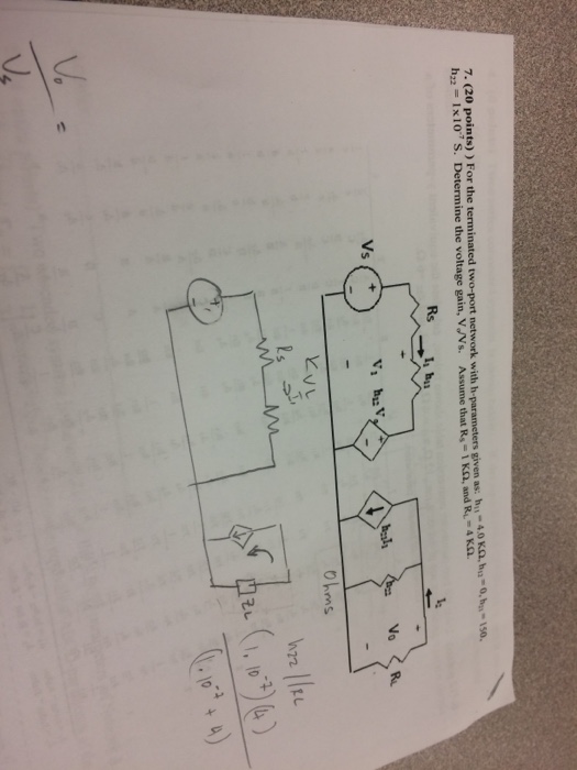 Solved For the terminated two-port network with h-parameter | Chegg.com