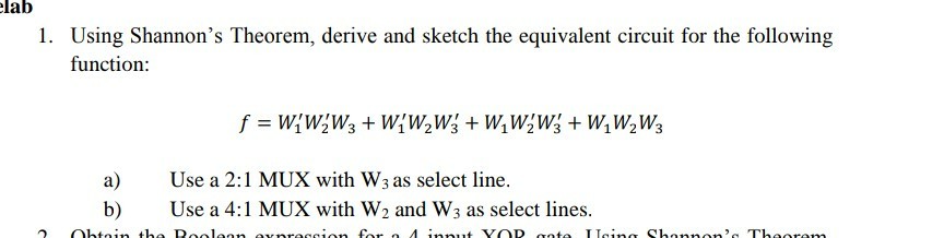 Solved lab 1. Using Shannon's Theorem, derive and sketch the | Chegg.com