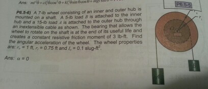 Solved P6.5-6) A 7-Ib wheel consisting of an inner and outer | Chegg.com