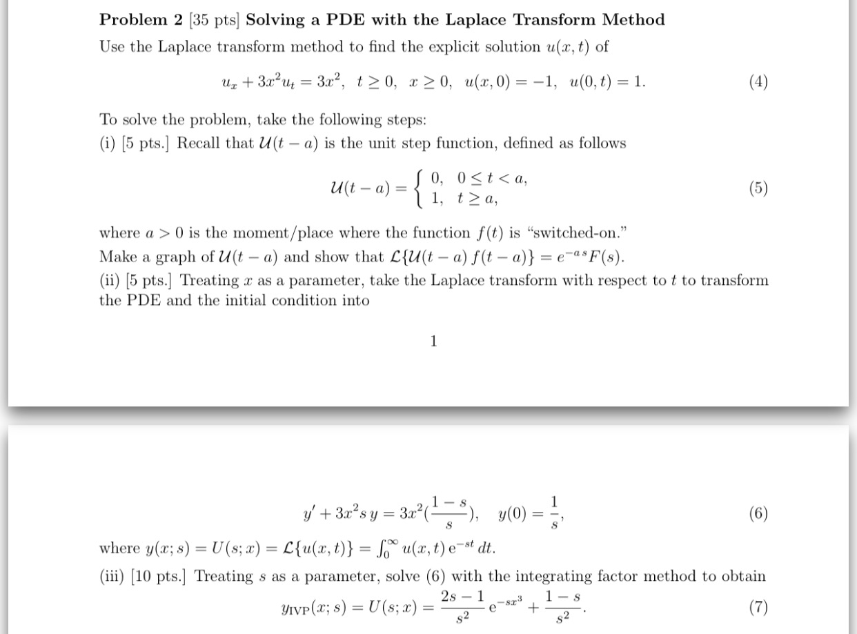 Solving A Pde With The Laplace Transform Method Use