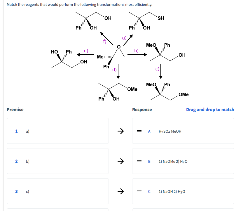 Solved Match the reagents that would perform the following | Chegg.com