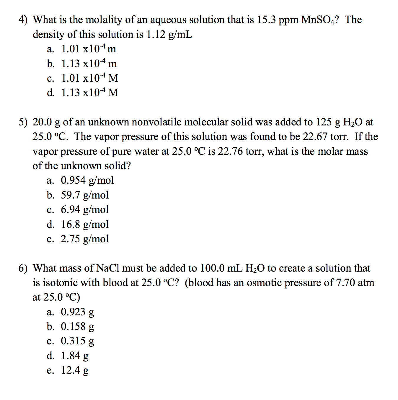 Solved What is the molality of an aqueous solution that is | Chegg.com