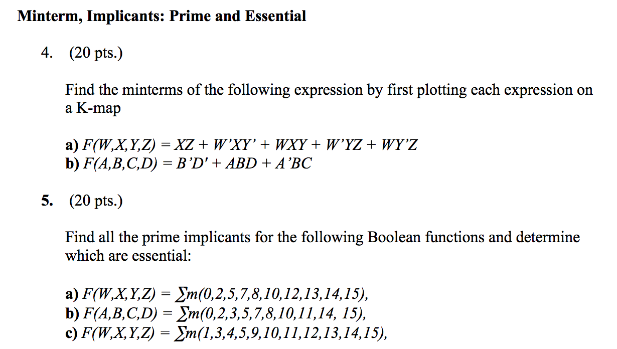 Solved Find the minterms of the following expression by | Chegg.com