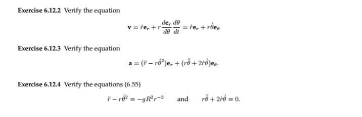 Solved Exercise 6.12.2 Verify the equation v = re_r + r | Chegg.com