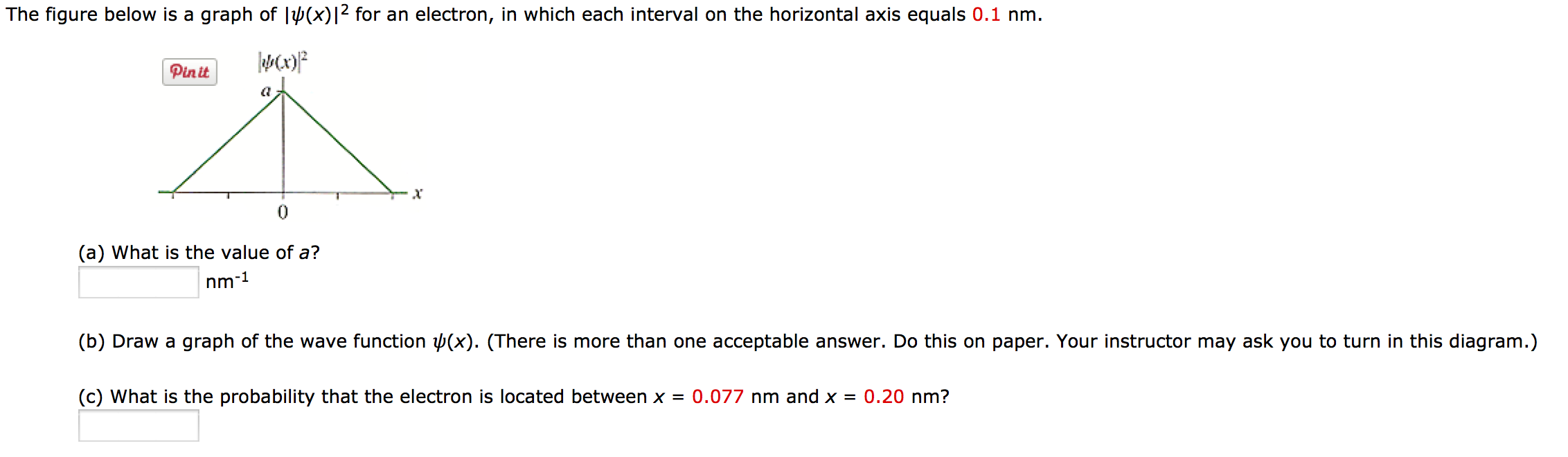 The figure below is a graph of |psi(x)|^2 for an | Chegg.com