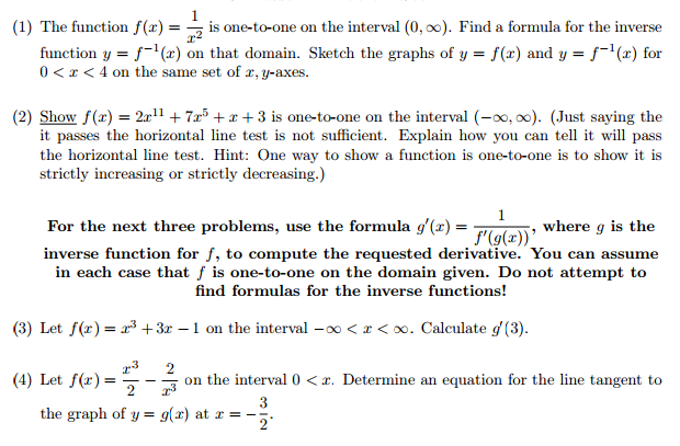 Solved The function f(x) = 1/x2 is one-to-one on the | Chegg.com