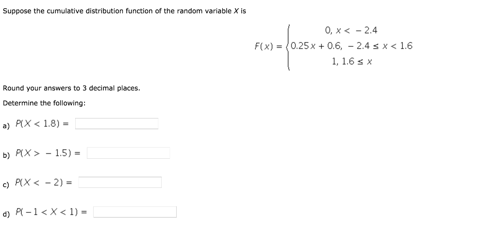 Solved Suppose The Cumulative Distribution Function Of The