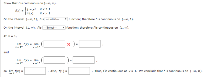 Solved Show that fis continuous on (-,) In(x) ifx> On the | Chegg.com