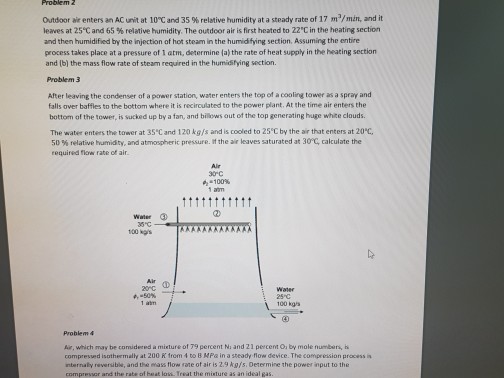 Solved Outdoor air enters an AC unit at 10 degree C and 35% | Chegg.com