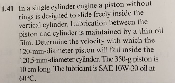 Solved In a single cylinder engine a piston without rings is | Chegg.com