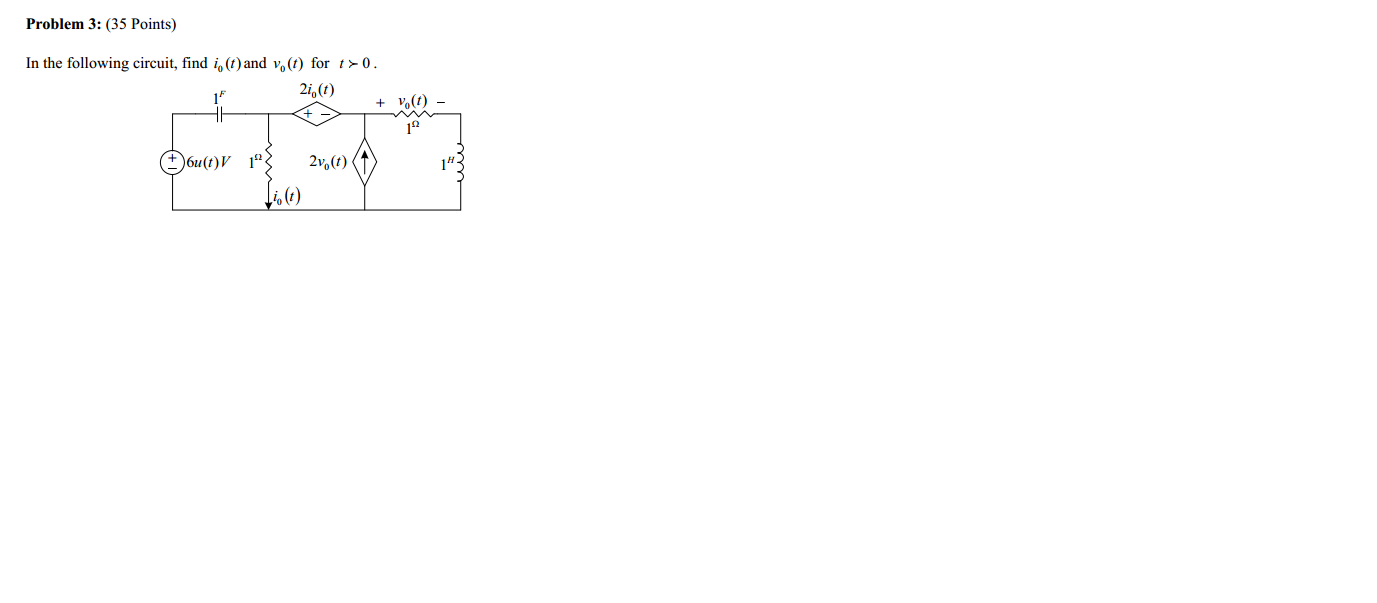Solved In the following citcuit, find i0(t) and v0(t) for t | Chegg.com Solved In the following citcuit, find i0(t) and v0(t) for t | Chegg.com