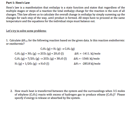 Solved Hess's law is a manifestation that enthalpy is a | Chegg.com