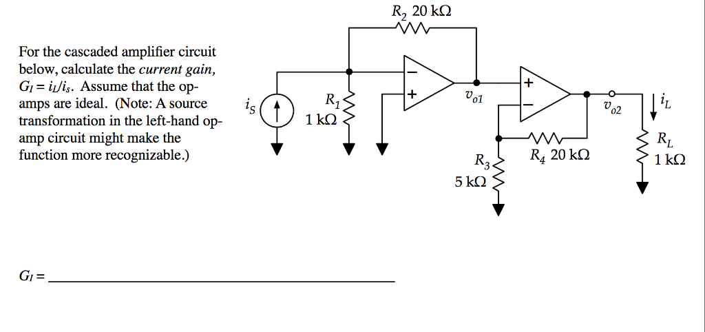 Calculate current gain amplifier circuit