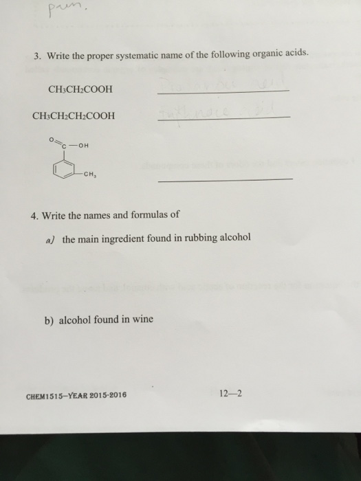 Solved Write the proper systematic name of the following | Chegg.com