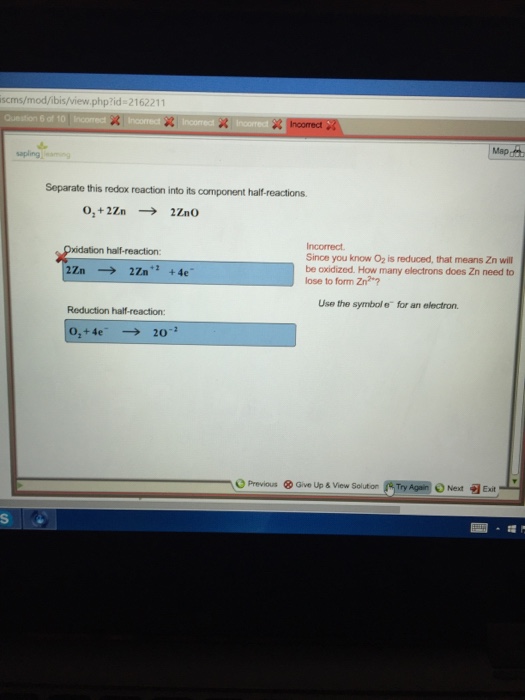 Solved separate this redox reaction into its component | Chegg.com