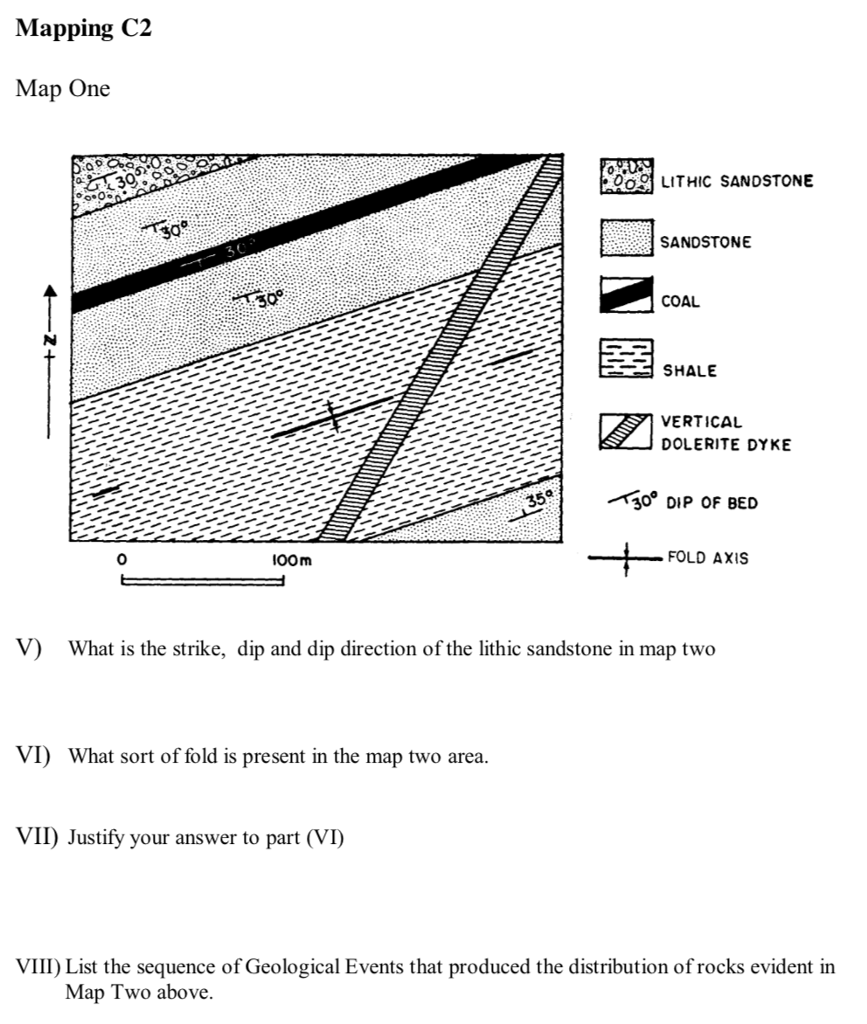Solved Mapping C2 Map One O LITHIC SANDSTONE SANDSTONE COAL | Chegg.com