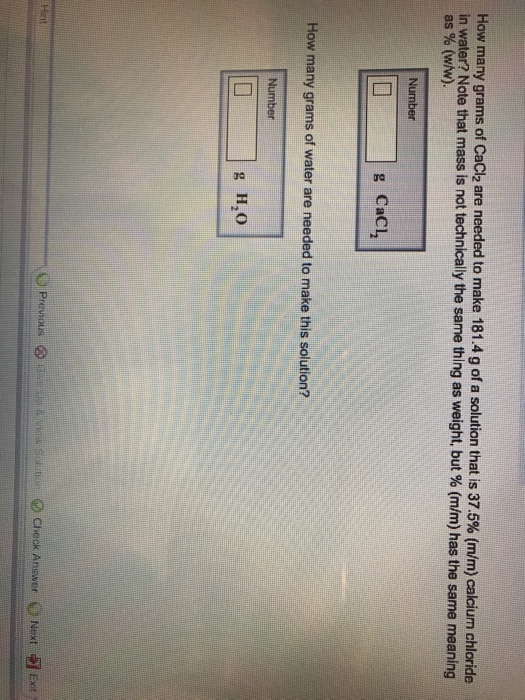 Solved How many grams of CaCl_2 are needed to make 181.4 g | Chegg.com