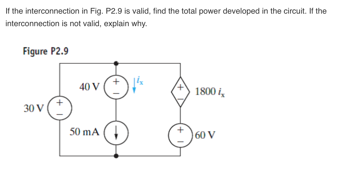 Solved If the interconnection in Fig. P2.9 is valid, find | Chegg.com