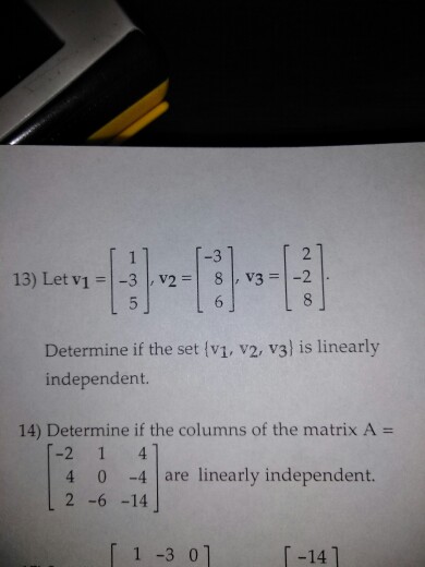 Solved -3 2 13 v V32 Determine if the set (vi, v2, v3) is | Chegg.com