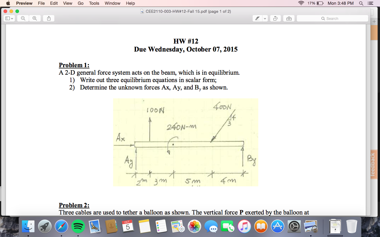 Solved A 2-D general force system acts on the beam, which is | Chegg.com