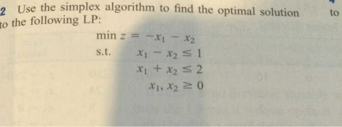 Solved 2 Use the simplex algorithm to find the optimal | Chegg.com