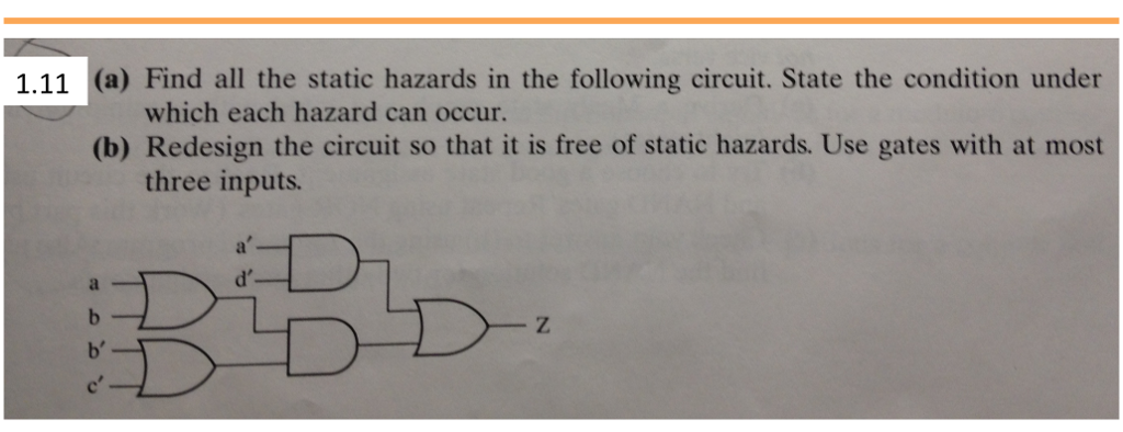 Solved 1.11 (a) Find all the static hazards in the following | Chegg.com