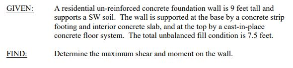 GIVEN: A residential un-reinforced concrete | Chegg.com