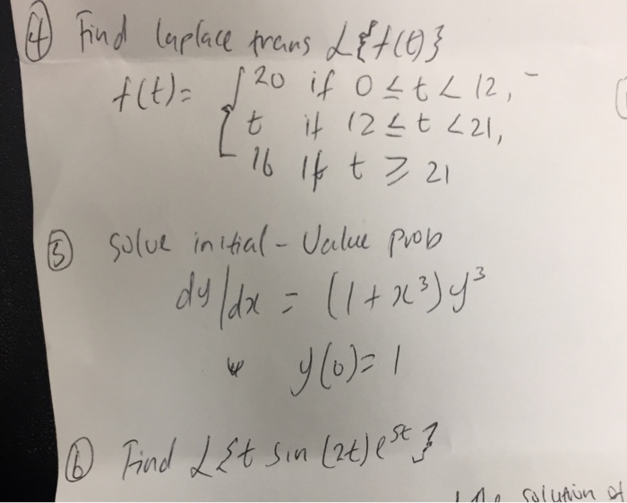 Solved Find laplace trans pound{t(t)} f(t) = {20 if 0 | Chegg.com