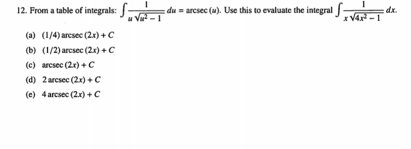Integral Of Arcsec X