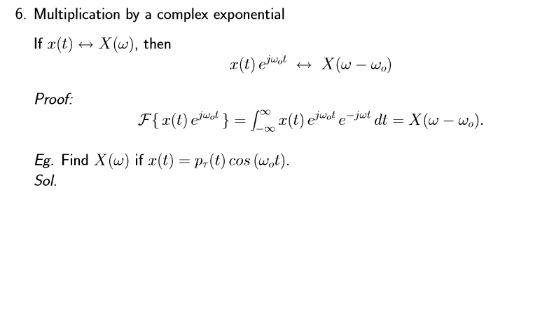 Solved Multiplication by a complex exponential If x(t) | Chegg.com