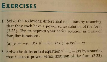 Solved EXERCISES 1. Solve the following differential | Chegg.com