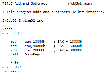 Solved TITLE Add and Subtract (AddSub.asm) This program adds | Chegg.com