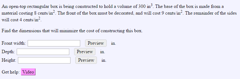 Solved MULTIVARIABLE CALCULUS An open-top rectangular box | Chegg.com