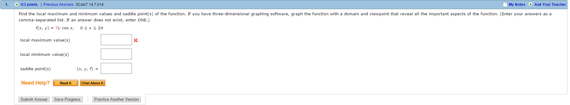 Solved Find The Local Maximum And Minimum Values And Saddle