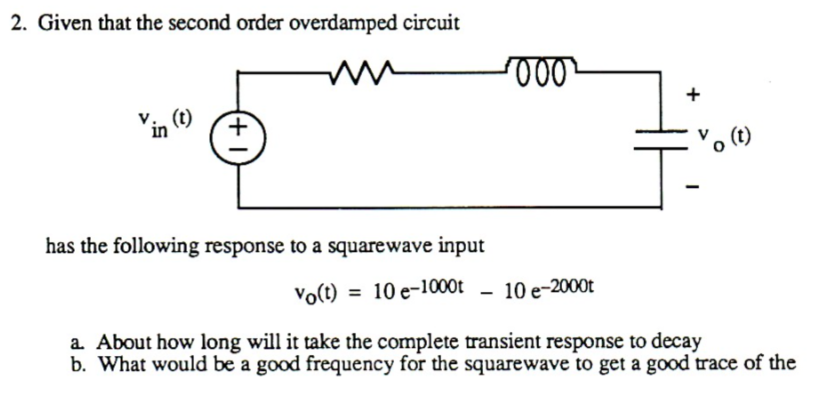 Solved Give the 2nd order overdamped circuit... BTW the | Chegg.com