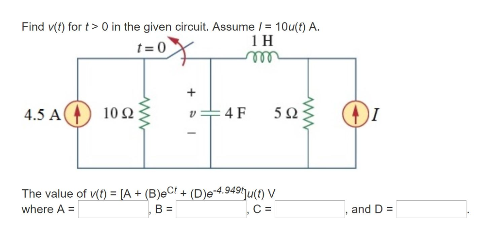 Solved Find v(t) for t > 0 in the given circuit. Assume I = | Chegg.com