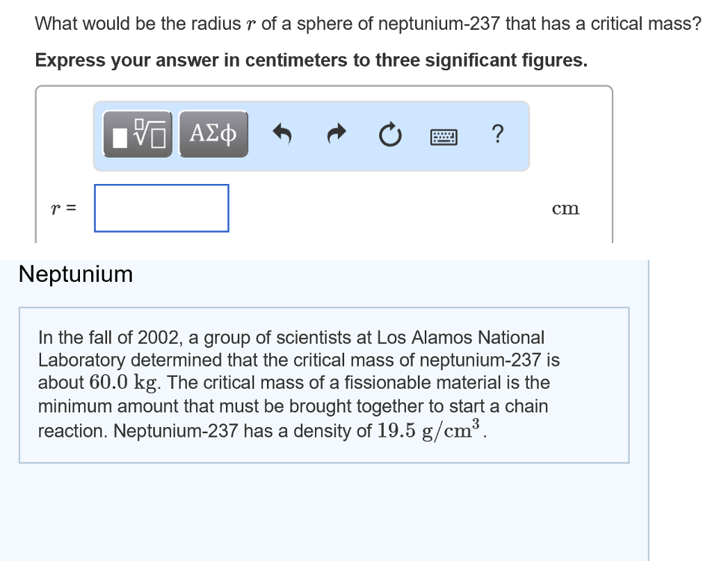 Solved What would be the radius r of a sphere of | Chegg.com
