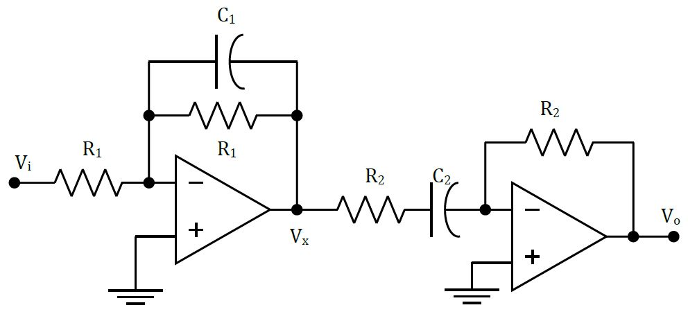 Solved This bandpass filter is constructed of a low-pass | Chegg.com